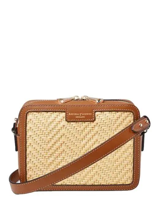 ASPINAL OF LONDON Camera Woven Leather Crossbody Bag - Tan
