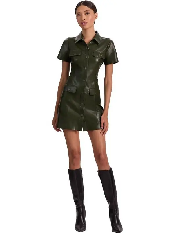 Alice + Olivia Jamie Vegan Mini Dress - Green