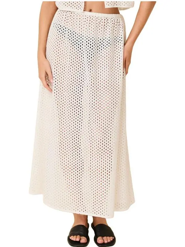 Solid & Striped Sydney Eyelet Maxi Skirt - White