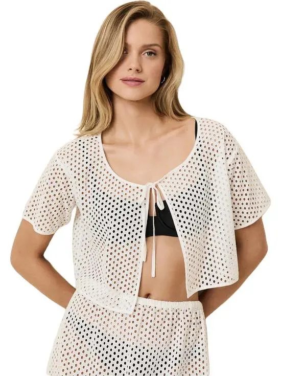 Solid & Striped Shannon Eyelet Tie Top - White