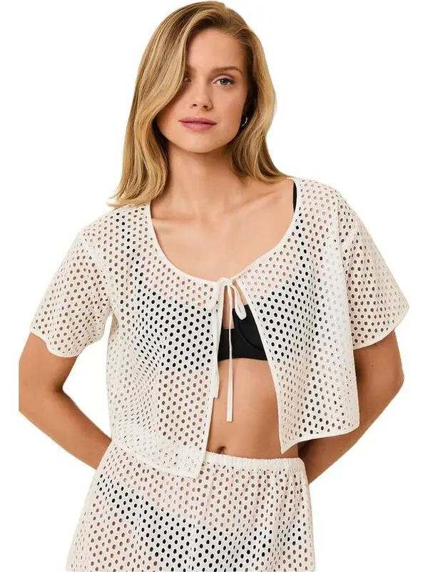 Solid & Striped Shannon Eyelet Tie Top - White
