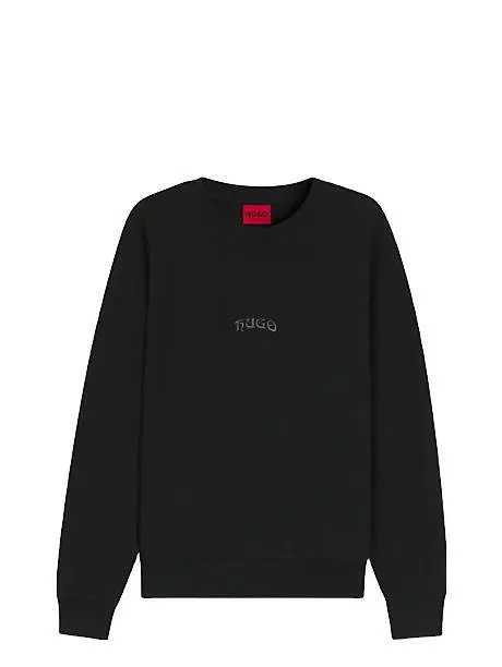 Hugo Relaxed-fit Cotton-blend Sweatshirt With Brand Embroidery - Black