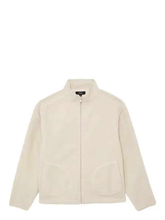 REISS Zip-up Fleece Jacket - Ecru