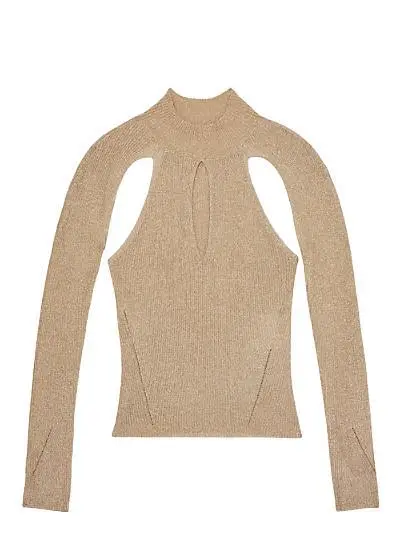 REISS Metallic Knitted Top - Gold