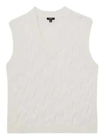 REISS Knitted Walton Vest - Winter White