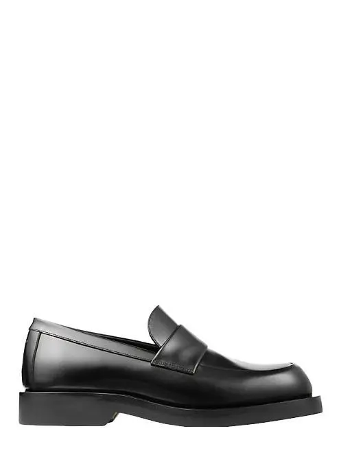 JIMMY CHOO Leather Slip-on Loafers - Black
