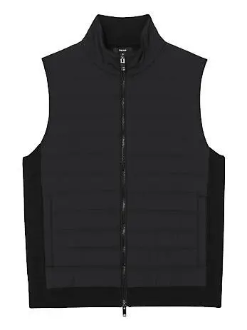REISS Quilted Funnel-neck Gilet - Black