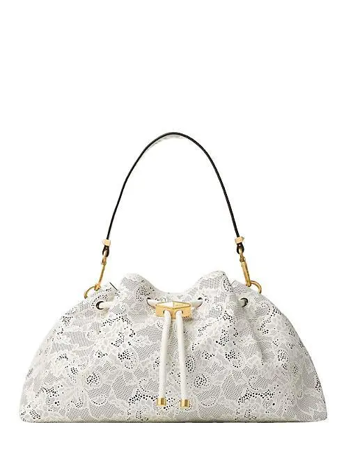 JIMMY CHOO Cinch Medium Lace Shoulder Bag - Latte/gold