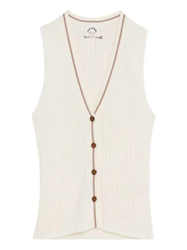 The Upside Rosella Pointelle Knit Vest - Natural