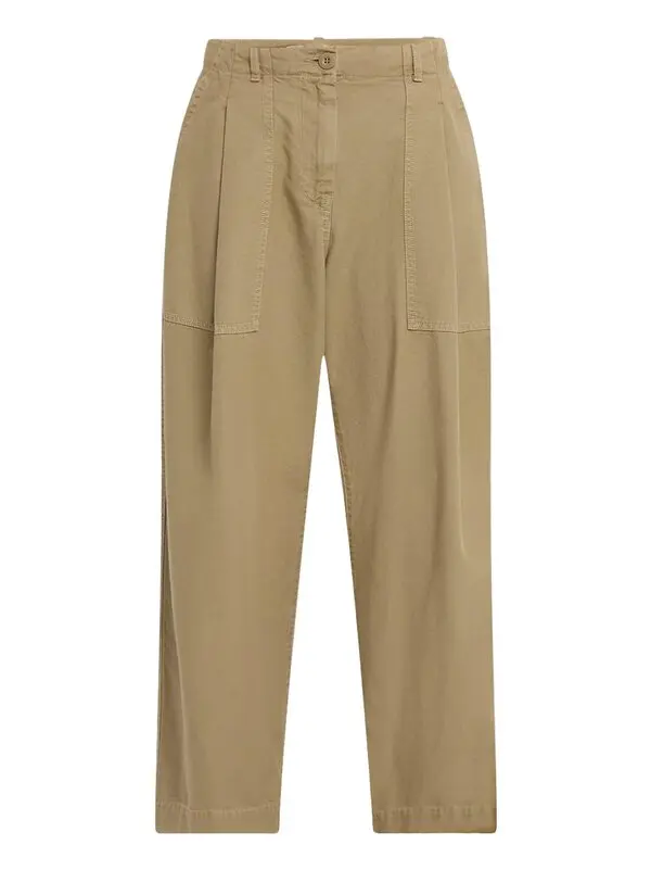 Max Mara Vista Pleated Cotton Canvas Trousers - Brown