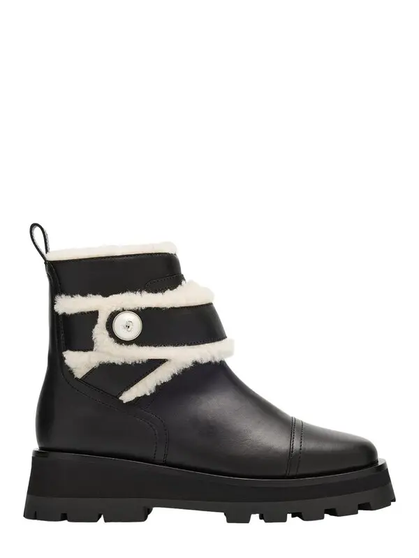 JIMMY CHOO Meena Leather And Shearling Ankle Boots - Black