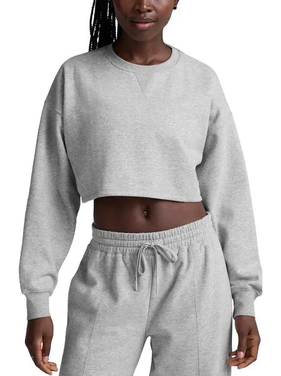 Beyond Yoga Luxefleece Boxy Crop Sweatshirt - Light Heather Gray