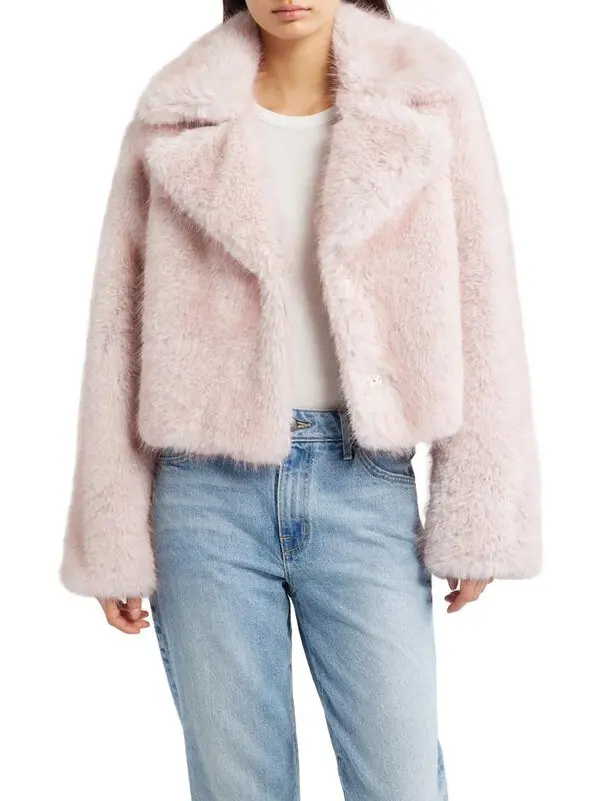 THREAD & SUPPLY Faux Fur Short Coat - Light Pink