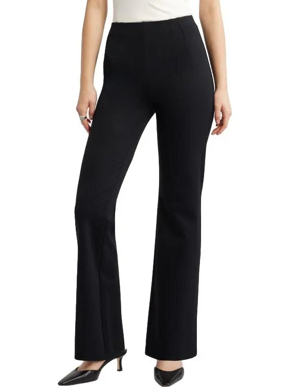 OPEN EDIT High Waist Flare Leg Pants - Black