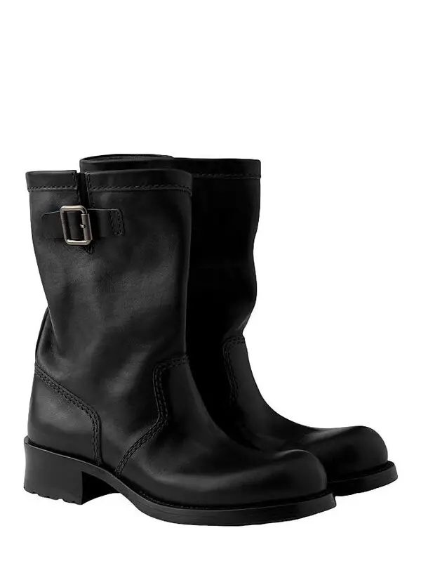 Prada Leather Mid-calf Boots - Black