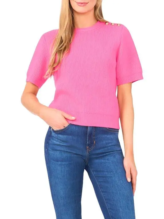 Ted Baker London Short Sleeve Ribbed Sweater - Precious Pink