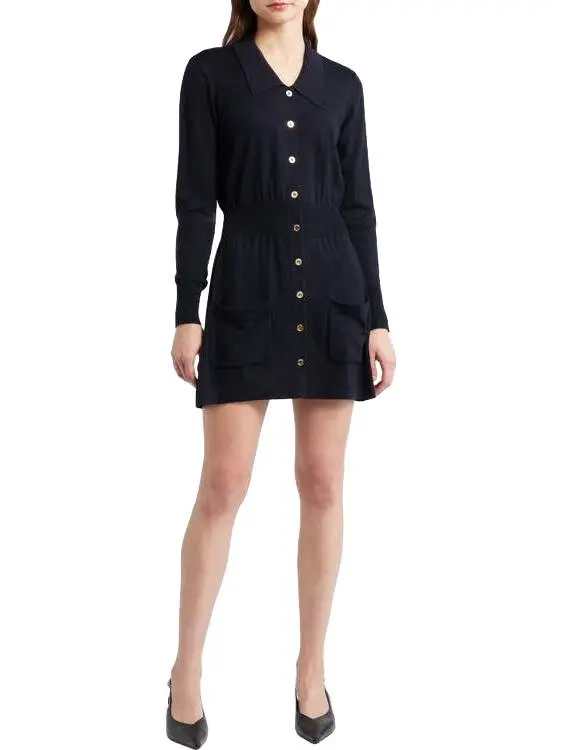 FRAME The Knit Long Sleeve Dress - Navy
