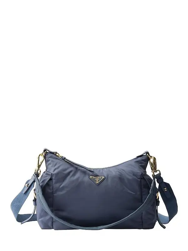 Prada Large Re-nylon And Leather Bag - Blue