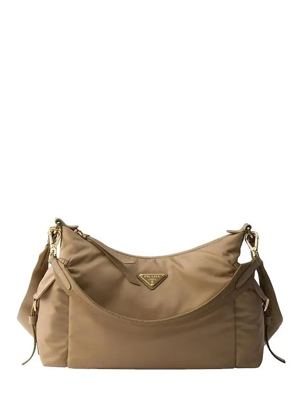 Prada Large Re-nylon And Leather Bag - Brown