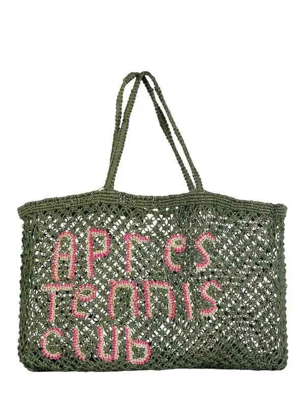 TIN MARIN Apres Tennis Club Woven Jute Tote - Green