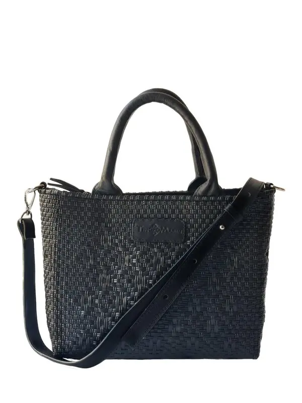 TIN MARIN Small Woven Crossbody Bag - Black