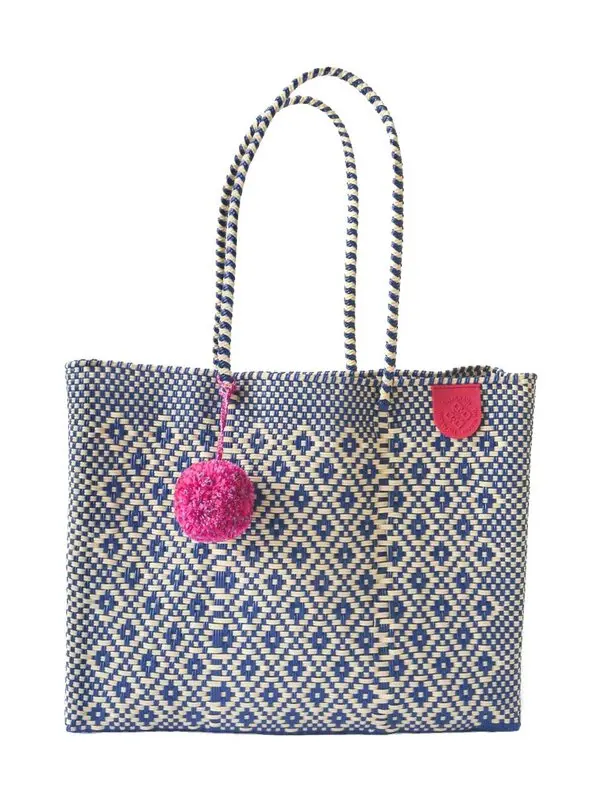 TIN MARIN Woven Super Tote - Blue And White