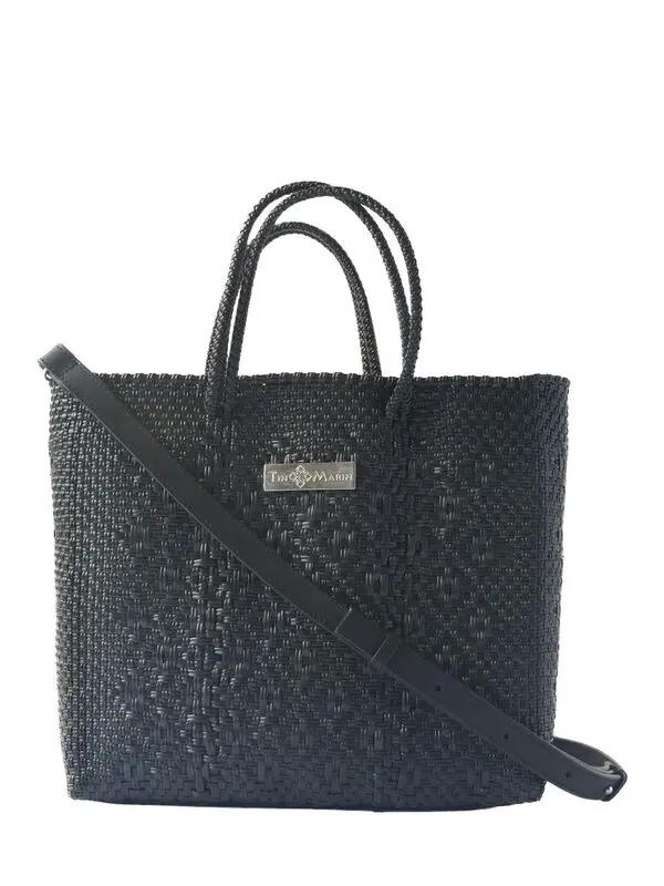 TIN MARIN Large Woven Crossbody Bag - Black