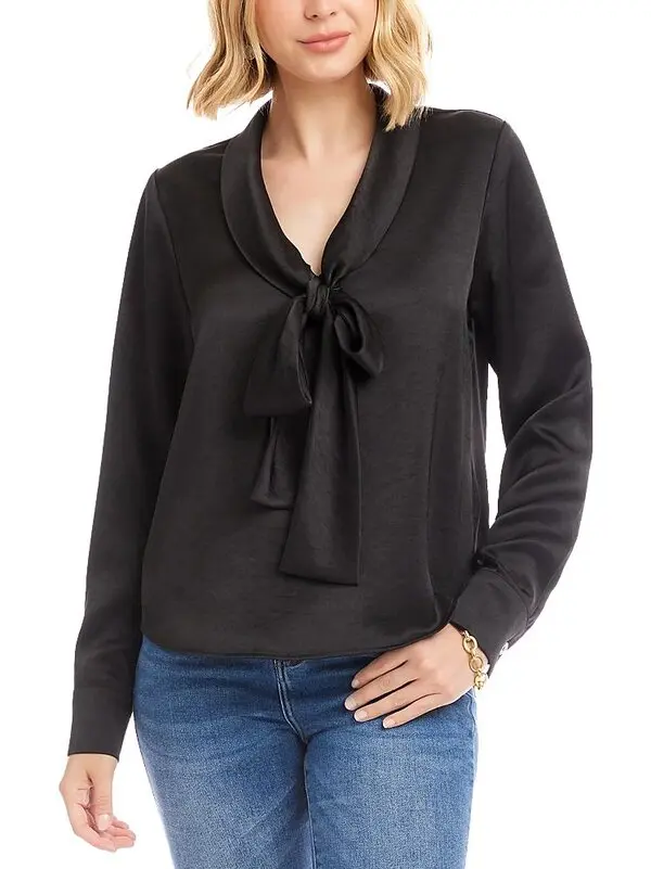 Karen Kane Satin Bow Top - Black