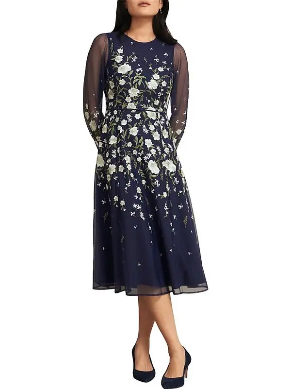 HOBBS LONDON Lois Embroidered Dress - Midnight Yellow