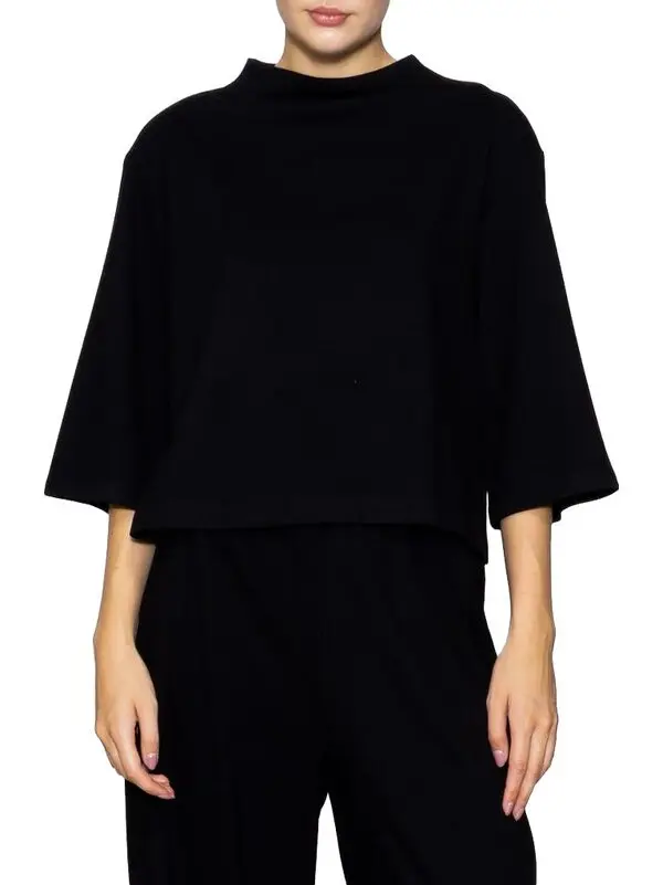 MELLODAY Brushed Knit Boxy Top - Black