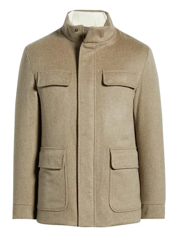 AURELIEN Water Resistant Wool & Cashmere Field Jacket - Taupe