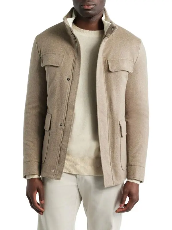 AURELIEN Water Resistant Wool & Cashmere Field Jacket - Taupe