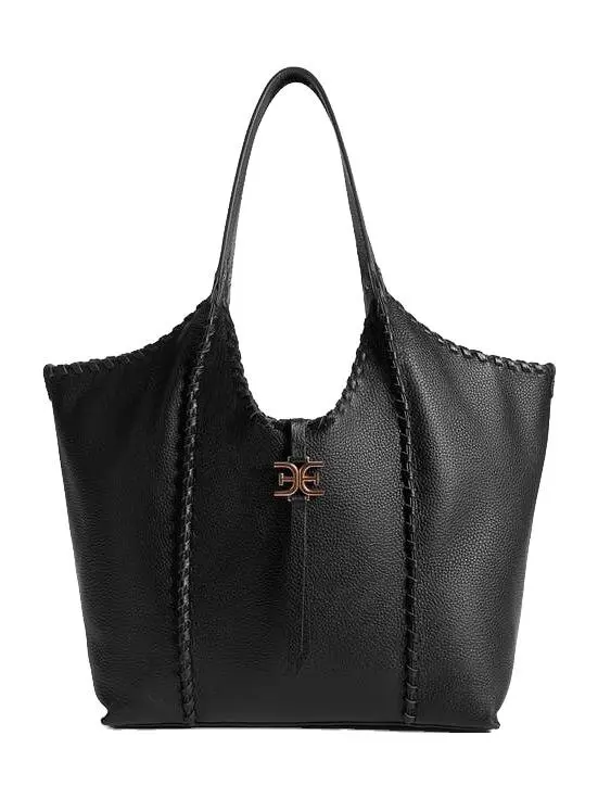 Sam Edelman Sylvia Whipstitched Expandable Tobo Bag - Black
