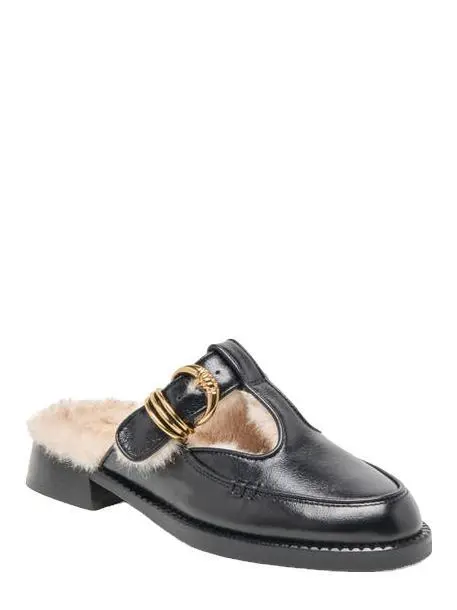 Dolce Vita Harlah Faux Fur Mule - Black Leather