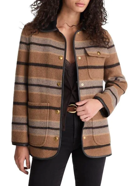 Madewell Stripe Chore Jacket - Rustic Umber