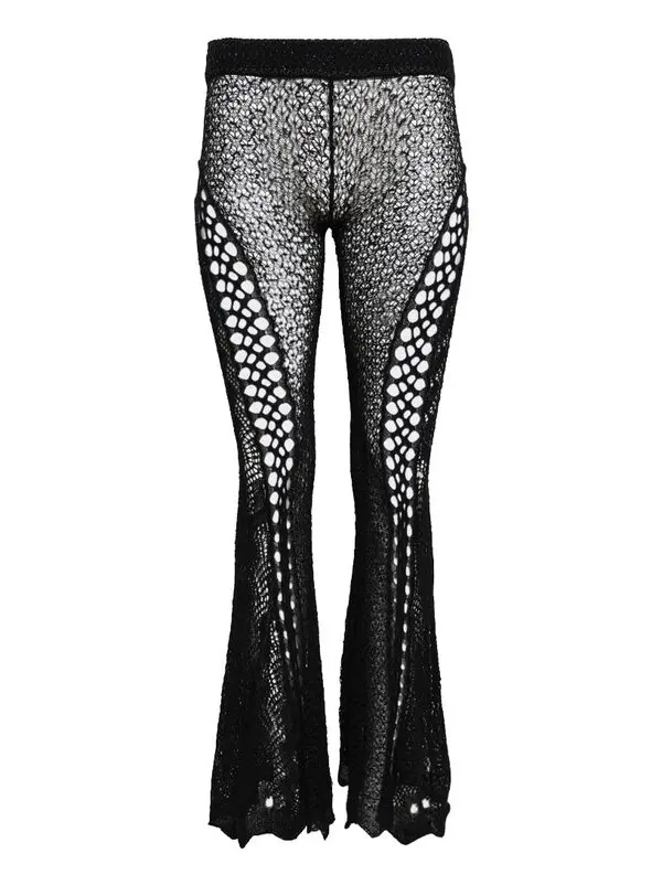 ROBERTA EINER Lace Knit Flared Trousers - Black