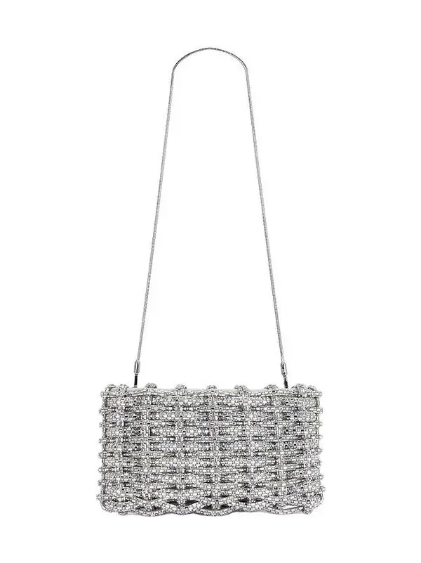 Simkhai Morgan Wove Rhinestone Clutch - Silver