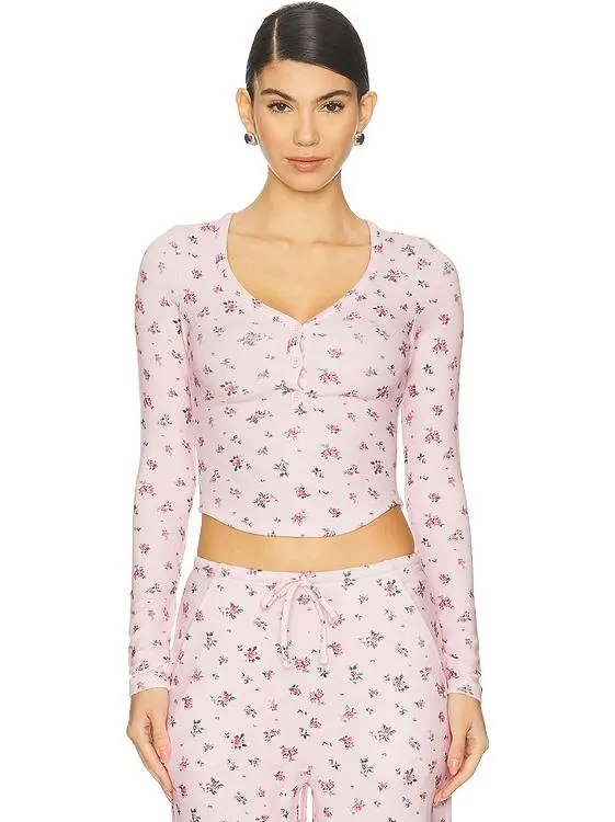 WELLBEING + BEINGWELL Mason Top - Pink Floral