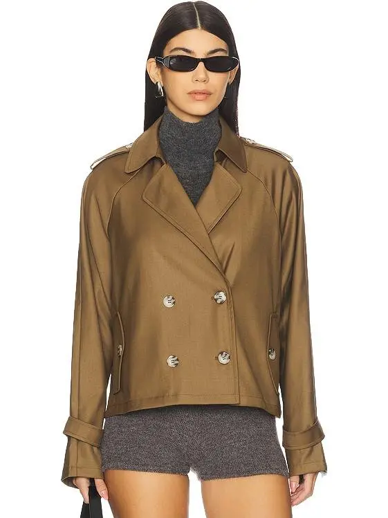 Lioness X Cropped Trencherous Coat - Khaki