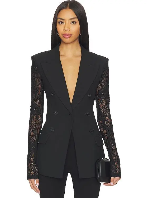 Smythe Lace Sleeve Blazer - Deep Black