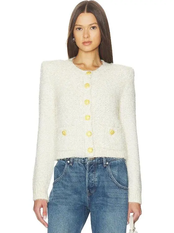 L'Agence Una Knit Cardigan - Ivory & Gold Lurex Multi