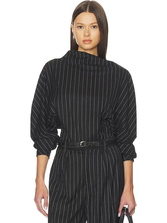 NICHOLAS Bettina Draped Long Sleeve Top - Black