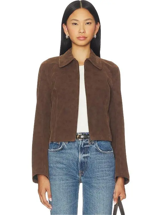 Free People We The Free River Faux Suede Jacket - Double Espresso