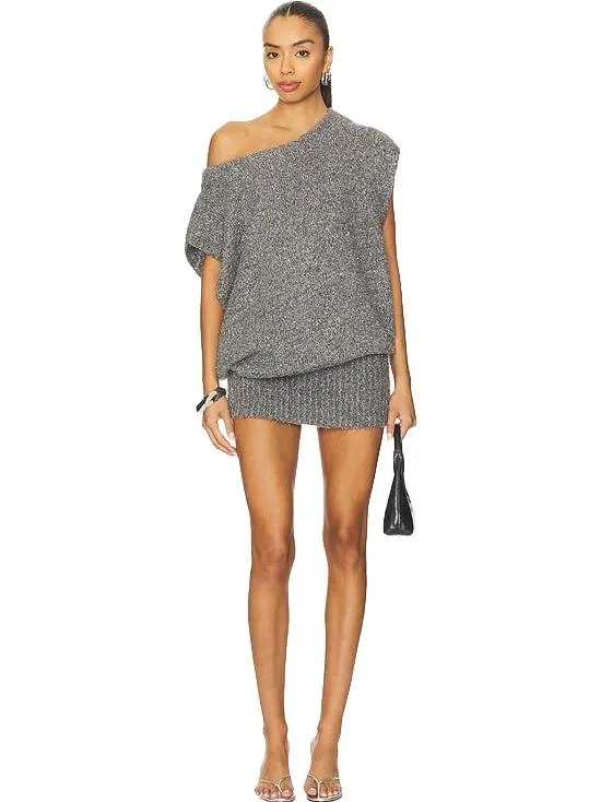 Free People Talia Sweater Mini Dress - Castle Grey Combo