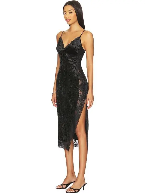 Free People Raise A Toast Midi Slip Dress - Black