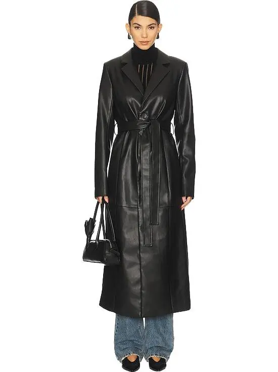 Joe's Jeans Vegan Leather Long Coat - Black