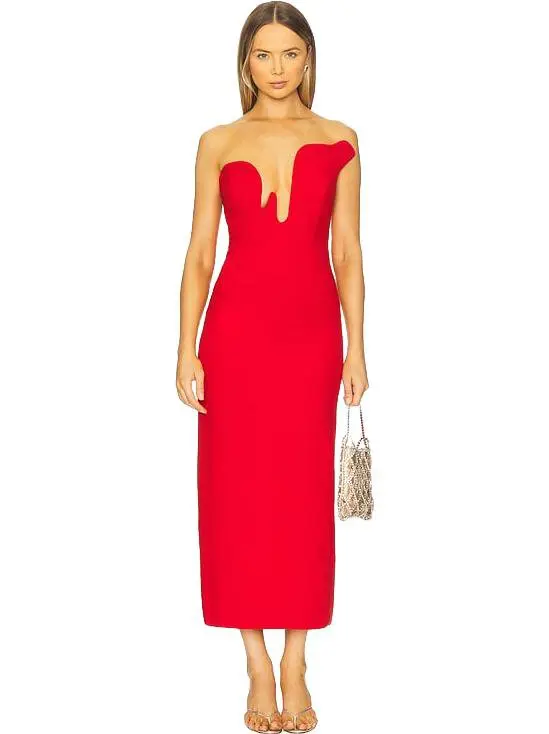 Bardot Rosalyn Midi Dress - Fire Red