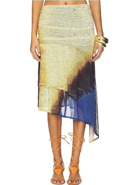 FENERS Festa Skirt Night In Cream - Blue Multi