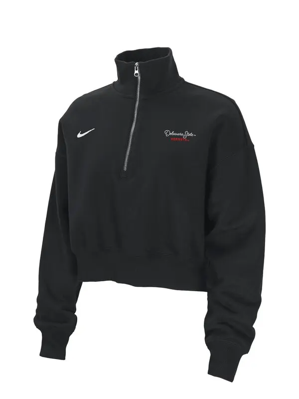 Nike College Phoenix Fleece Cropped 1/4-zip Pullover - Black