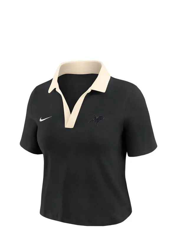 Nike College Short-sleeve Polo Crop Top - Black